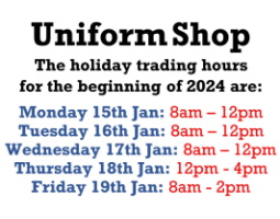 2024 - Uniform Shop Hours